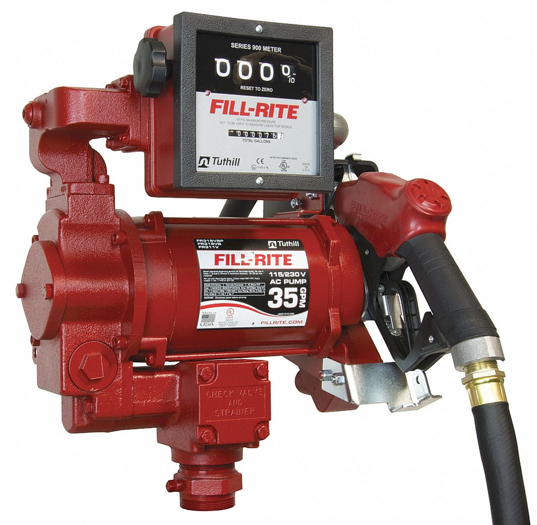 3/4 HP Cast Iron Rotary Vane Fuel Transfer Pump, 35 GPM, 115V AC and ...