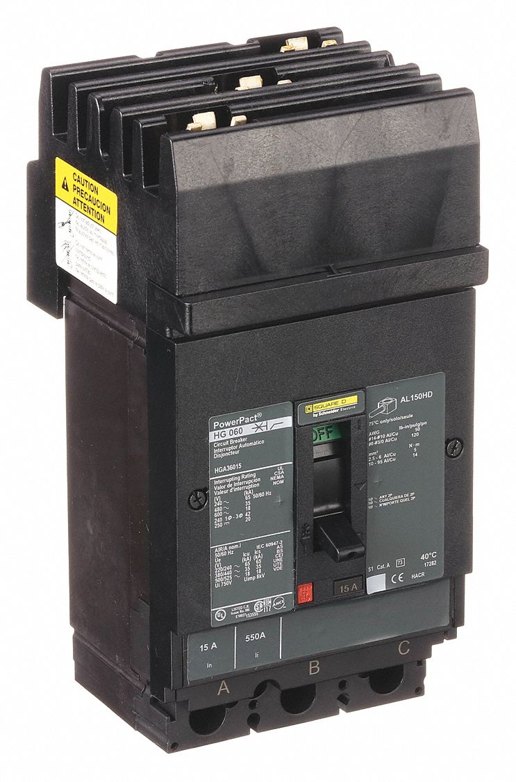 15 A Amps, 65kA at 240V AC, Molded Case Circuit Breaker - 2GNK9 ...