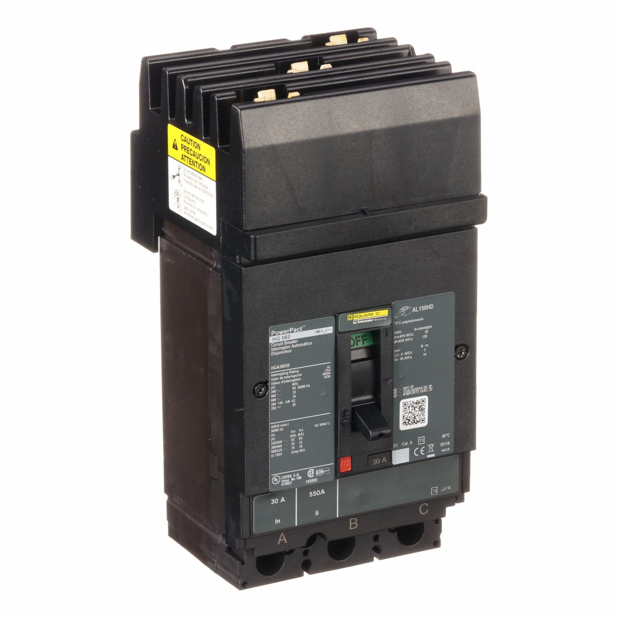 30 A Amps, 65kA at 240V AC, Molded Case Circuit Breaker - 2GNL9|HGA36030 - Grainger