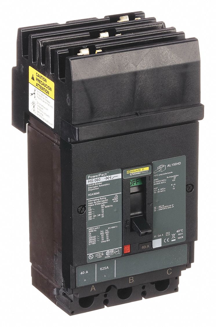 40 A Amps, 65kA at 240V AC, Molded Case Circuit Breaker - 2GNN4|HGA36040 - Grainger