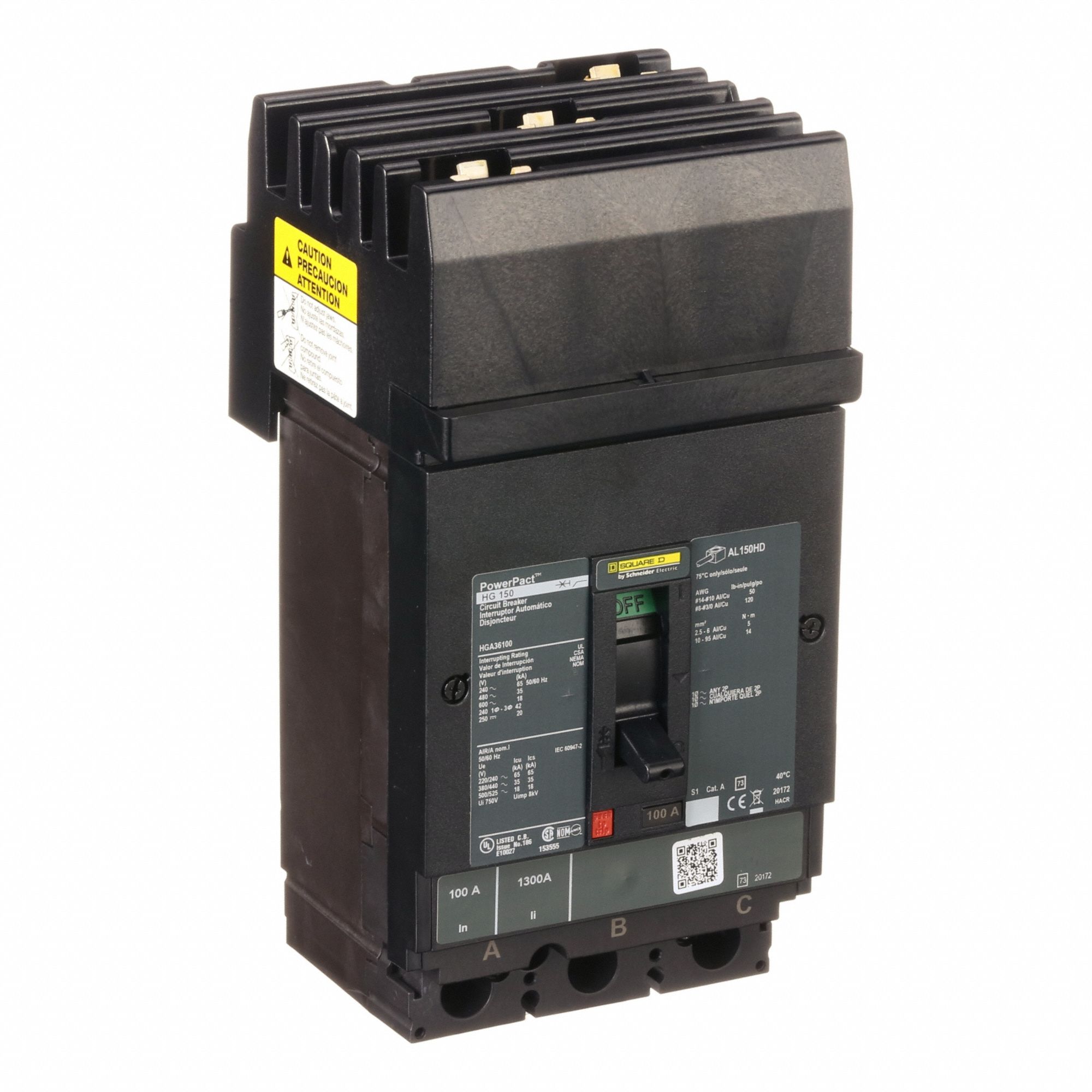100 A Amps, 65kA at 240V AC, Molded Case Circuit Breaker - 2GNR6|HGA36100 - Grainger