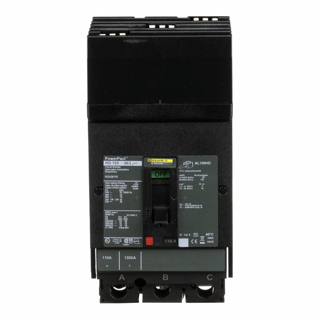 110 A Amps, 65kA at 240V AC, Molded Case Circuit Breaker - 2GNR9 ...