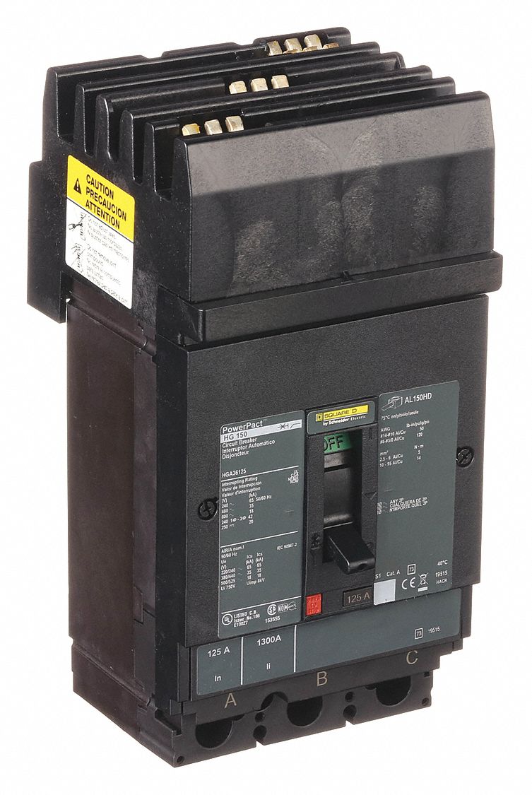 125 A Amps, 65kA at 240V AC, Molded Case Circuit Breaker - 2GNT3|HGA36125 - Grainger