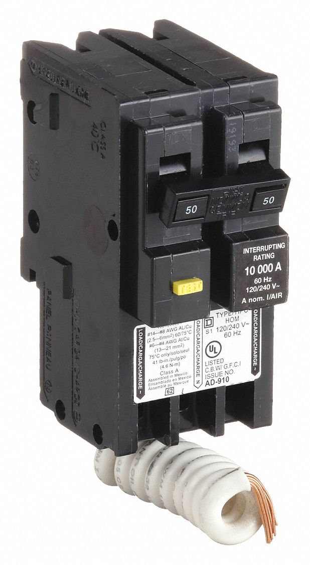 SQUARE D, 50 A, 120/240V AC, Miniature Circuit Breaker - 2GNY3|HOM250GFI - Grainger