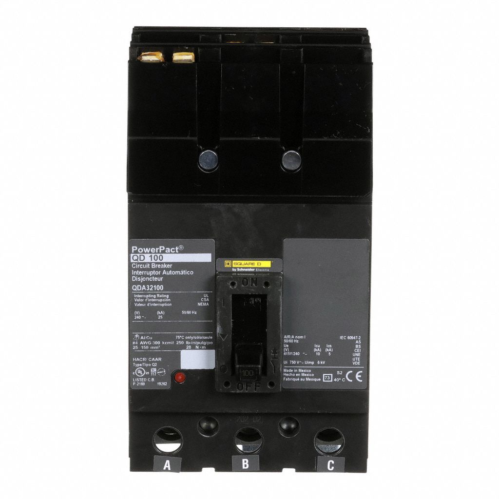 100 A Amps, 25kA at 240V AC, Molded Case Circuit Breaker - 2GPJ2|QDA32100 - Grainger
