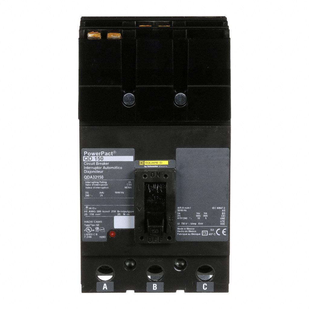 150 A Amps, 25kA at 240V AC, Molded Case Circuit Breaker - 2GPJ5|QDA32150 - Grainger