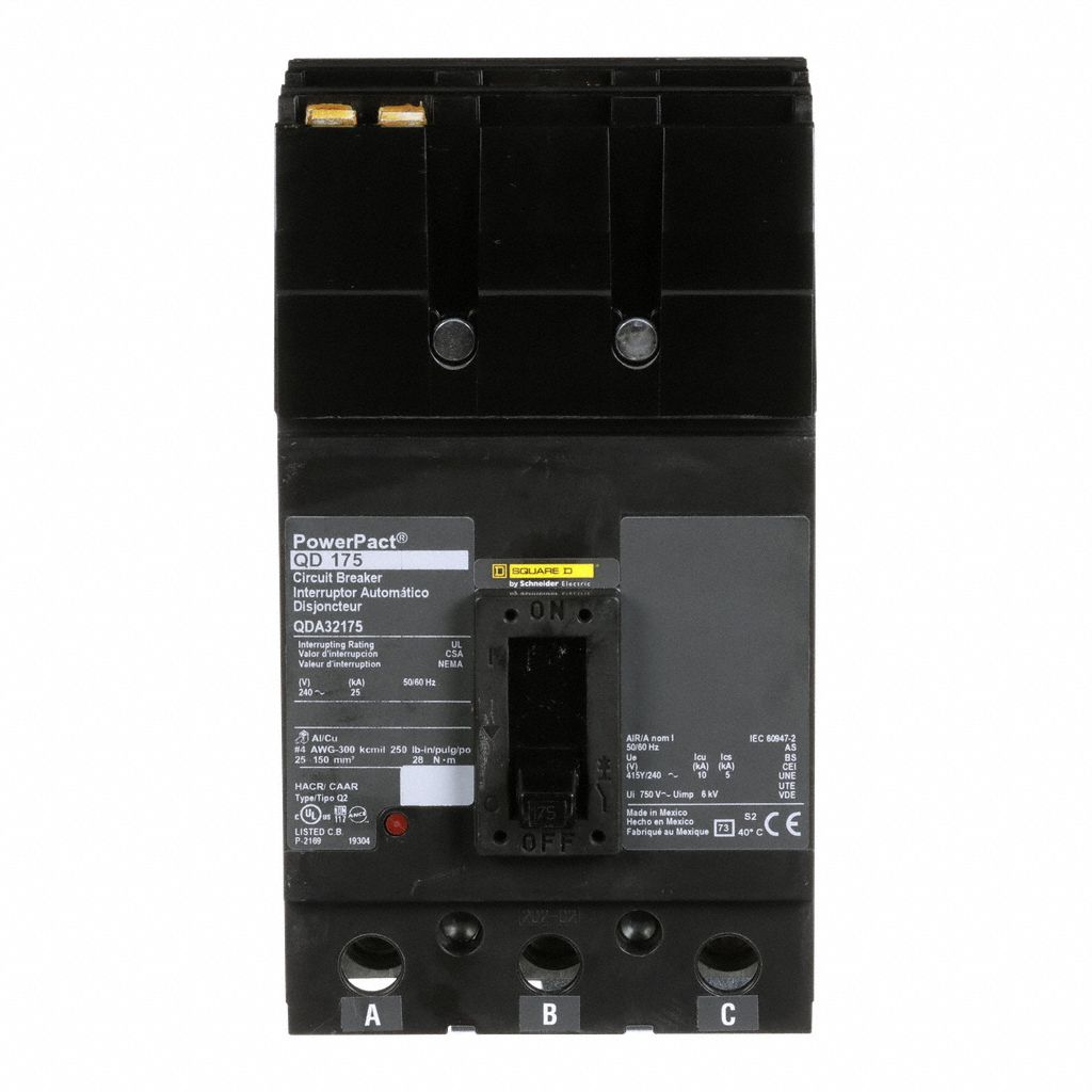 175 A Amps, 25kA at 240V AC, Molded Case Circuit Breaker - 2GPJ6|QDA32175 - Grainger