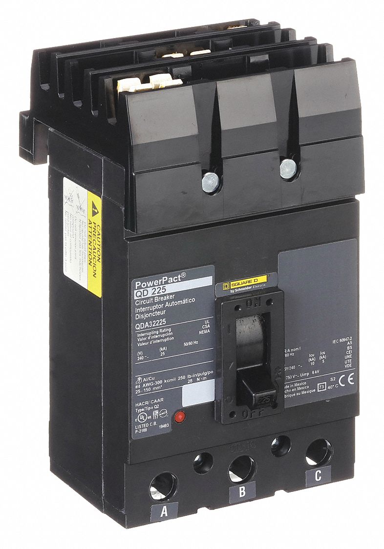 225 A Amps, 25kA at 240V AC, Molded Case Circuit Breaker - 2GPJ8|QDA32225 - Grainger
