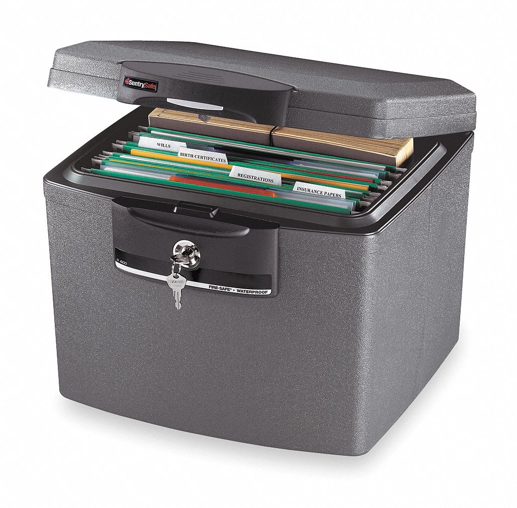 15-1/2" x 14 3/4 in x 13-1/8" Fire Safe, Silver; Holds Hanging File ...