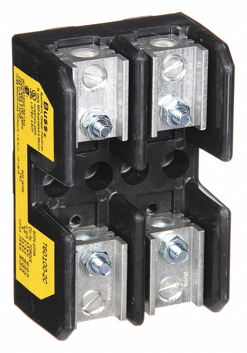 BUSSMANN, Fits Industrial Fuse Type, 2 Poles, Fuse Block - 2GWC3|T60100 ...