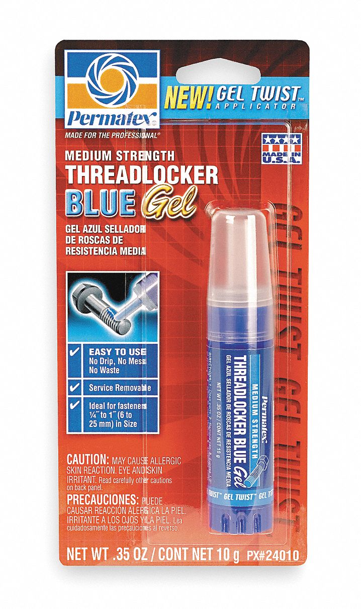 Medium-Strength Threadlocker, Blue, 10 g (0.35 oz) - Grainger