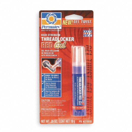 High-Strength Threadlocker, Red, 10 g (0.35 oz) - Grainger