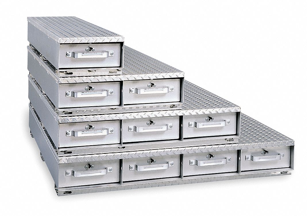 Silver Stackable Storage Drawer, Aluminum, 50 5/16 in Width, 12 5/8 in ...