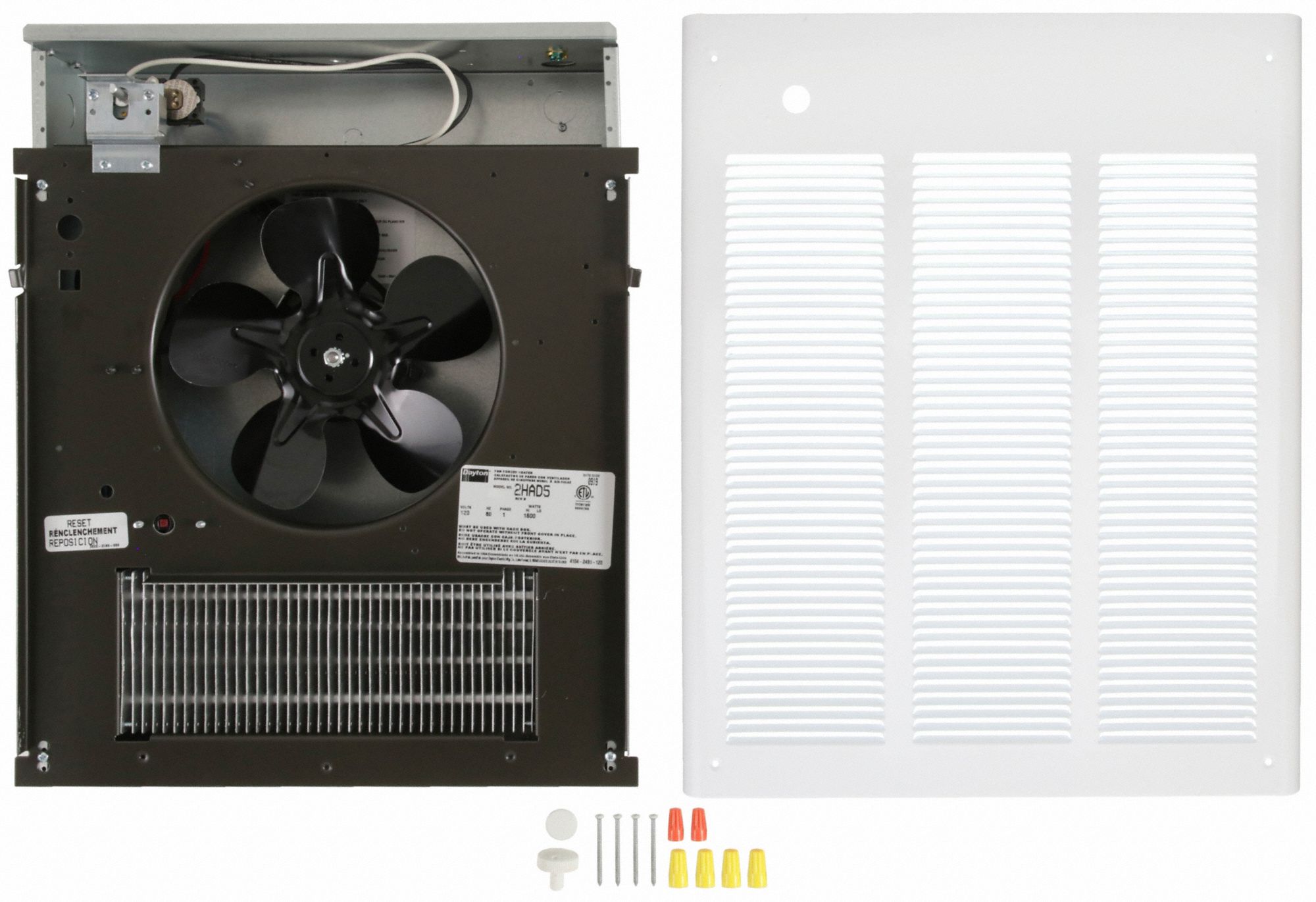 DAYTON Recessed Electric Wall-Mount Heater: 1,500W, 120V AC, 1-phase ...