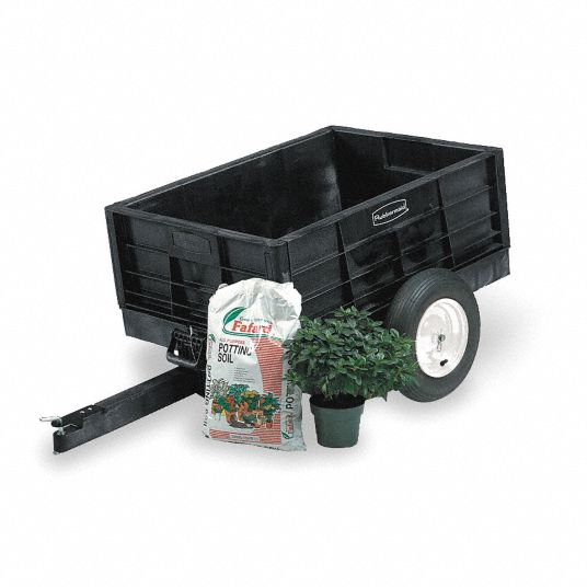2 Wheel Black Structural Foam Plastic Trailer Cart, 10.3 cu ft, 60 inL ...