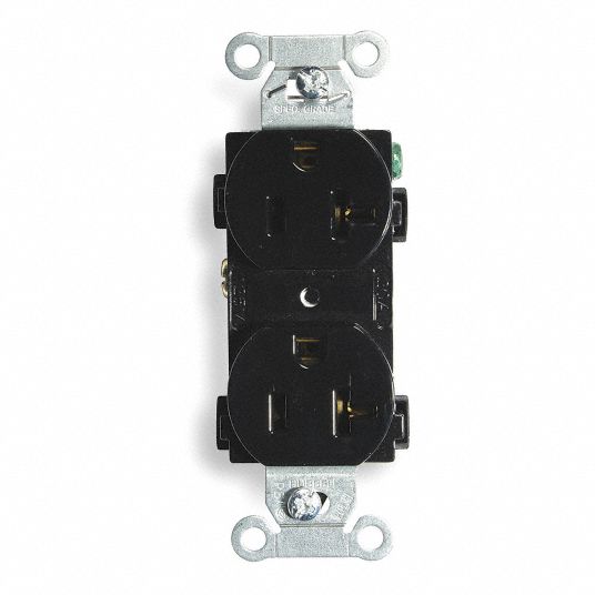 20 A, Commercial, Receptacle, Black, No Tamper Resistant - Grainger