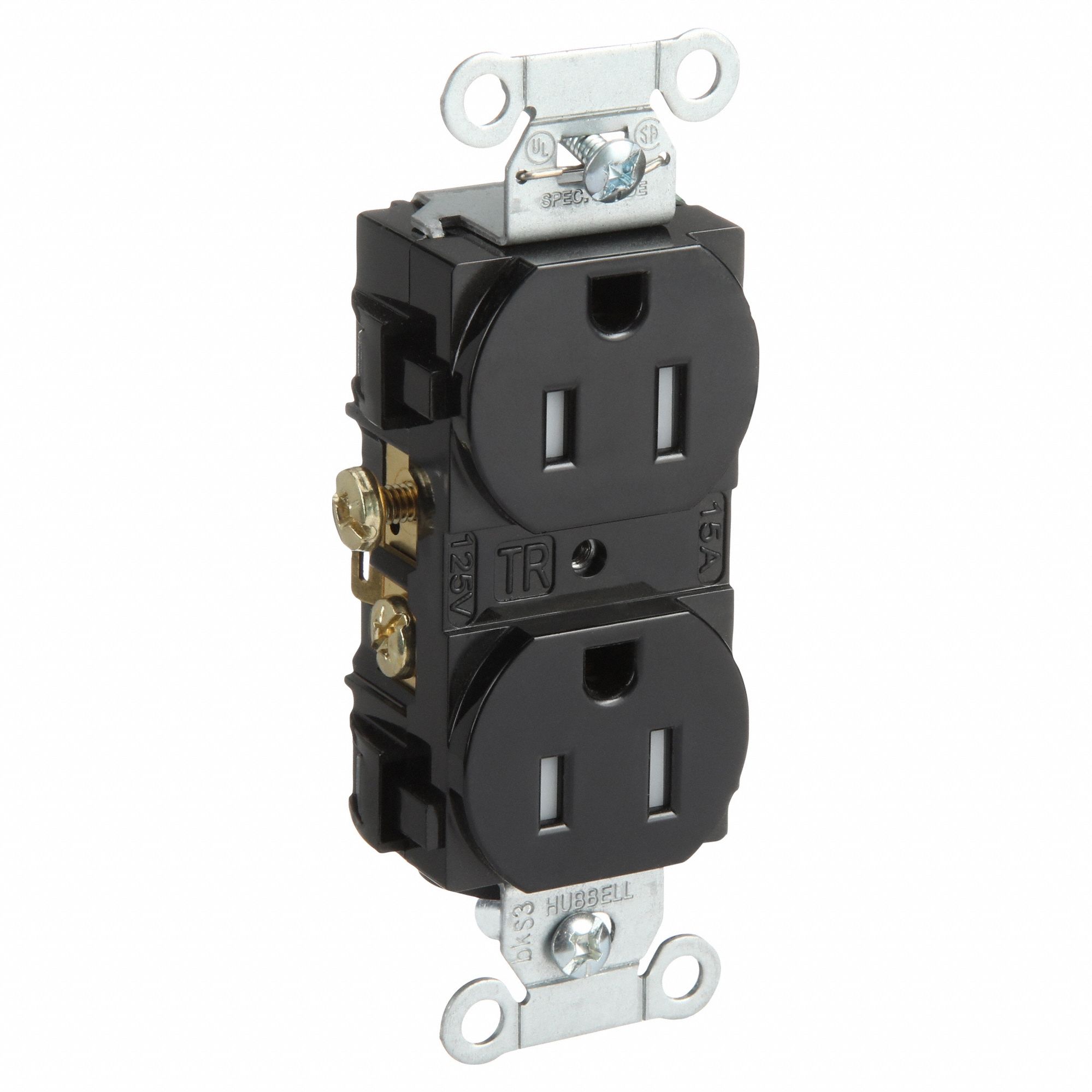 HUBBELL, Duplex, Black, Receptacle - 2HDY1|CR15BLKTR - Grainger