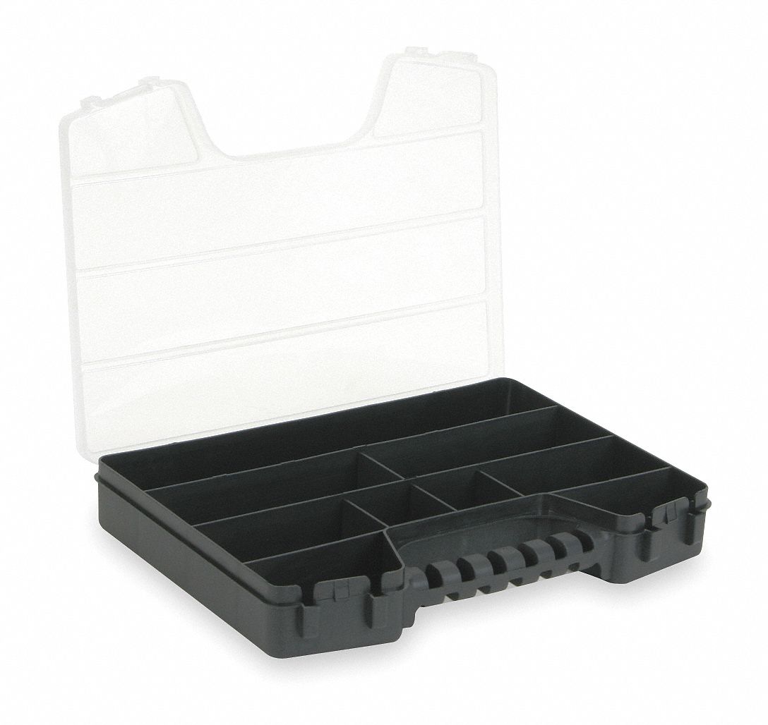 WESTWARD, 10 3/8 in x 13 1/2 in x 2 1/4 in, Black, Compartment Box ...