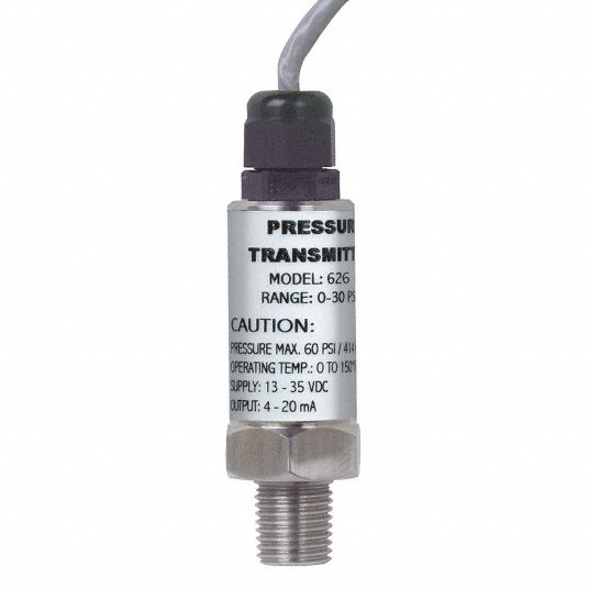 DWYER Pressure Transmitter: 0 psi to 200 psi, 4 to 20mA DC, Cable ...