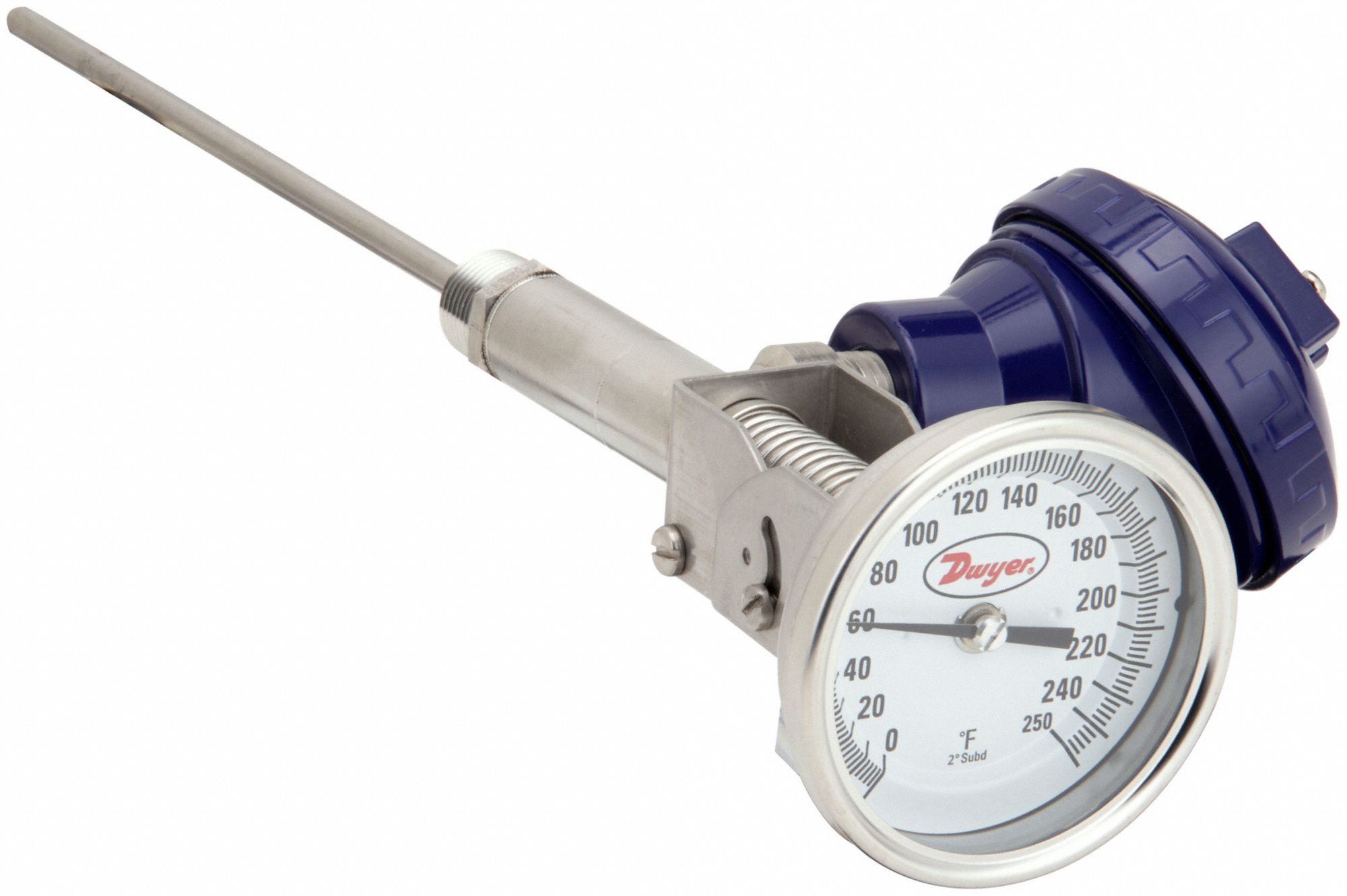 0° to 250°F, 3/4 in NPT Conduit, Dial Thermometer With Process Output ...