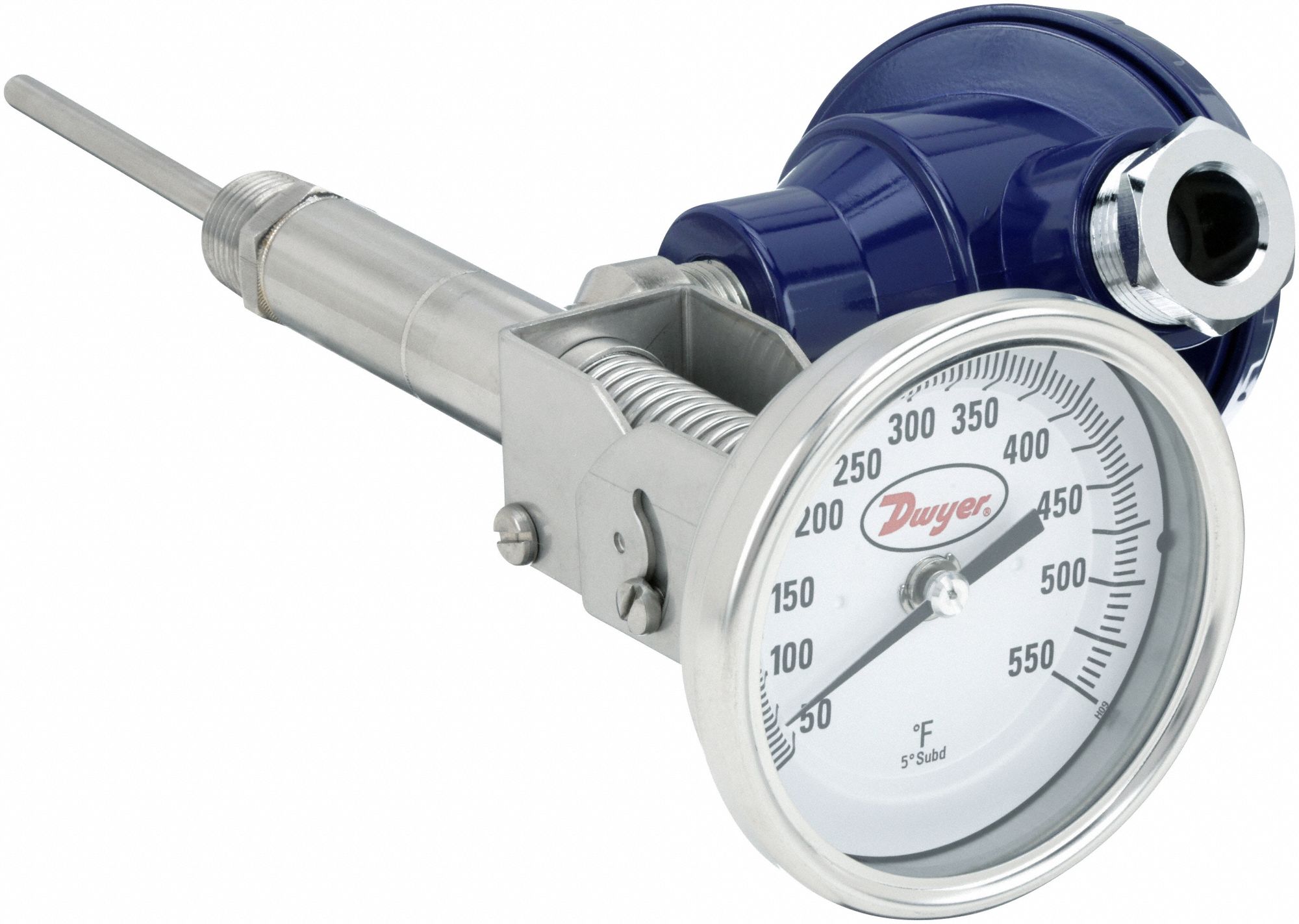 DWYER, 50°F to 550°F, +/- 1% Accuracy, Dial Thermometer With Process ...