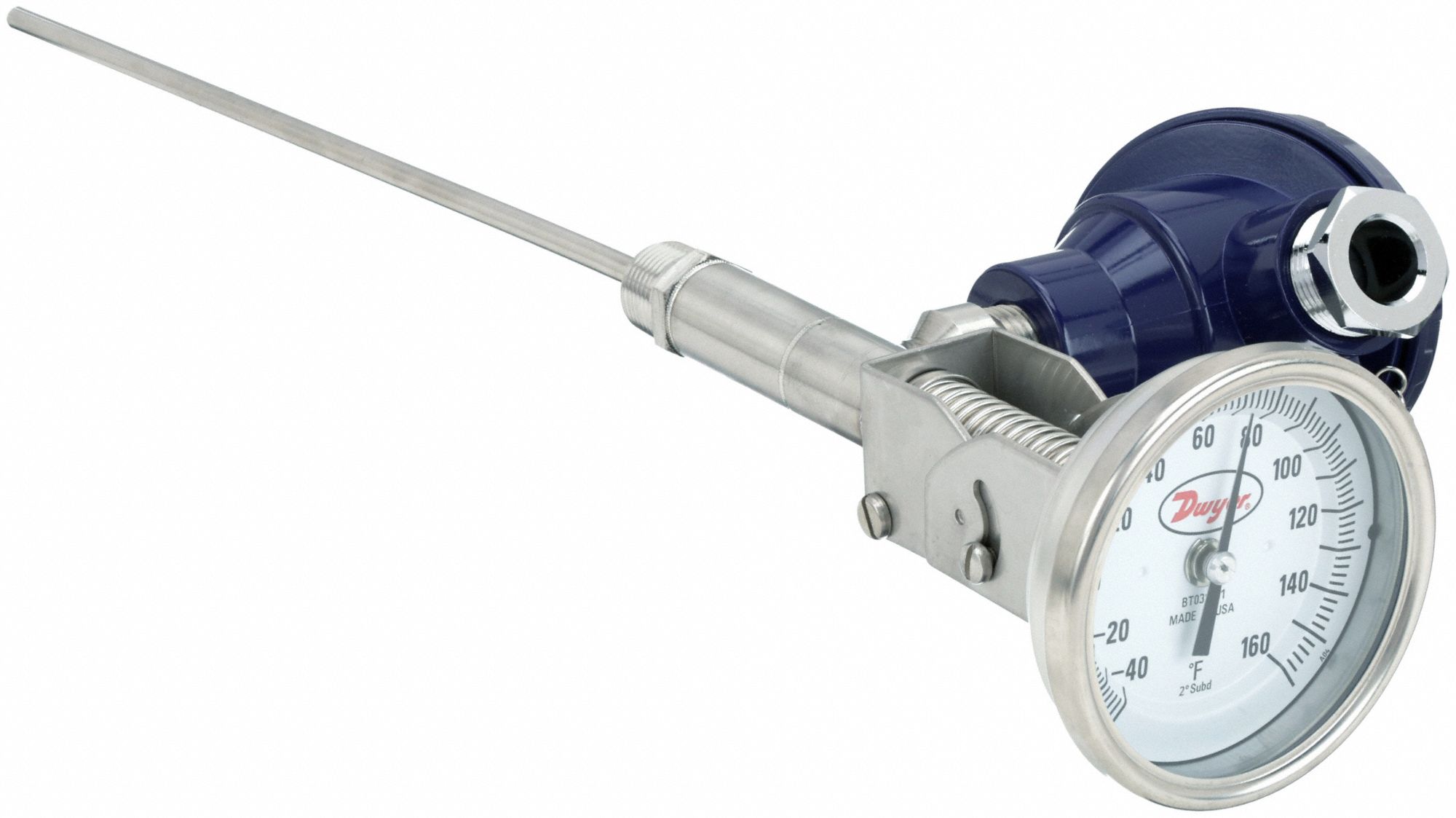 DWYER Dial Thermometer With Process Output: -40° to 160°F, 3/4 in NPT ...