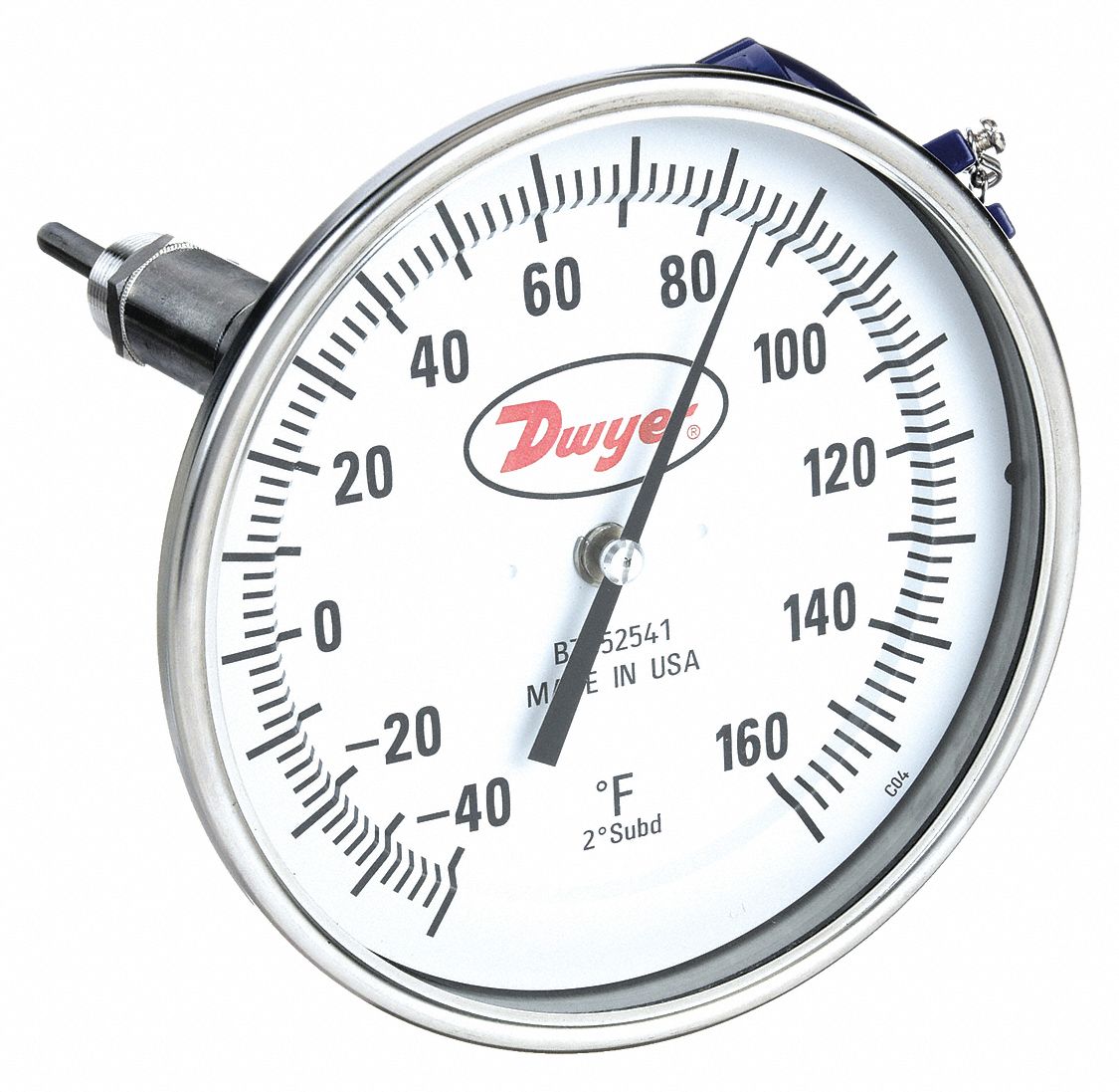 DWYER, -40°F to 160°F, +/- 1% Accuracy, Dial Thermometer With Process ...