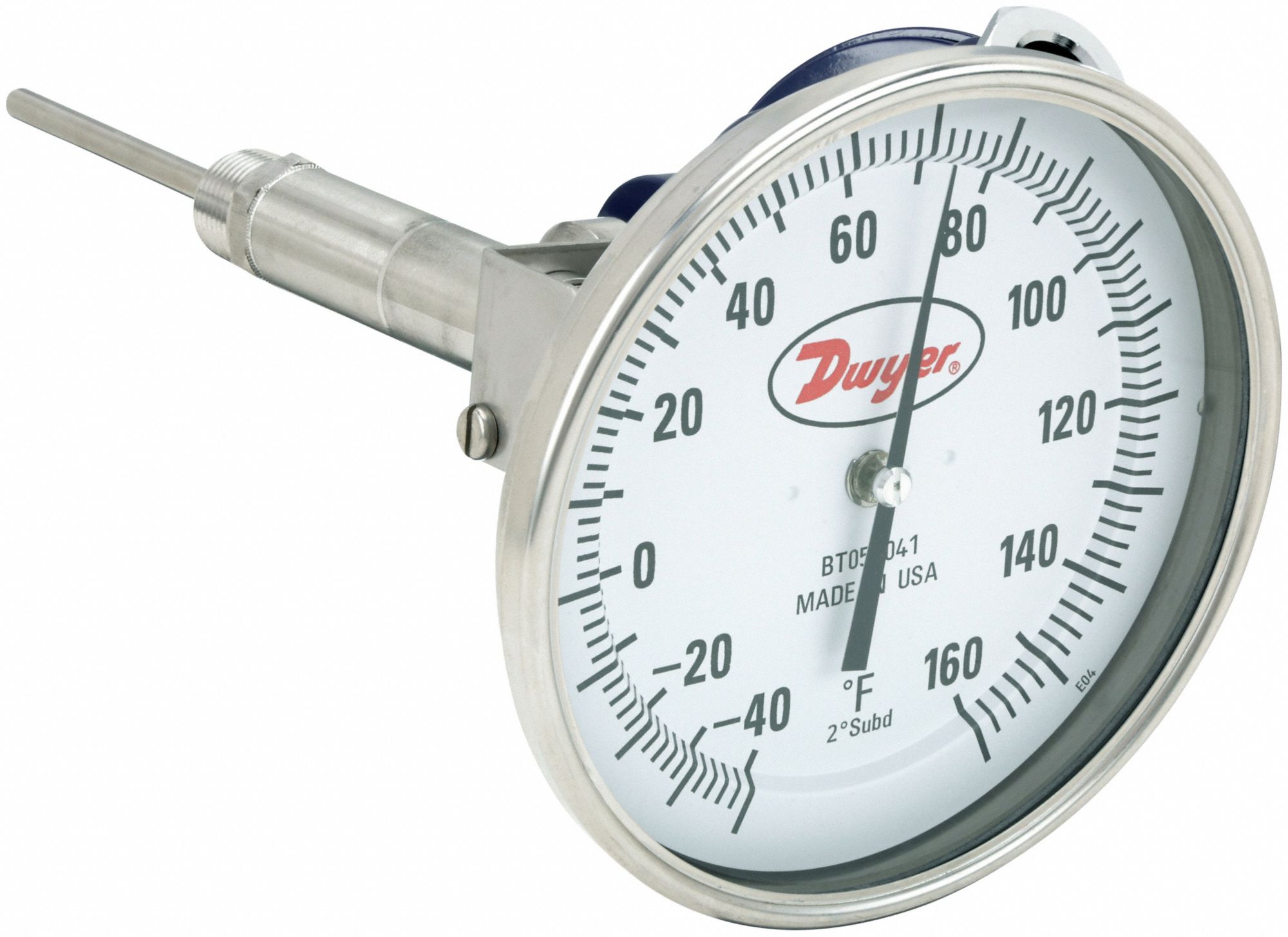 -40° to 160°F, 3/4 in NPT Conduit, Dial Thermometer With Process Output ...