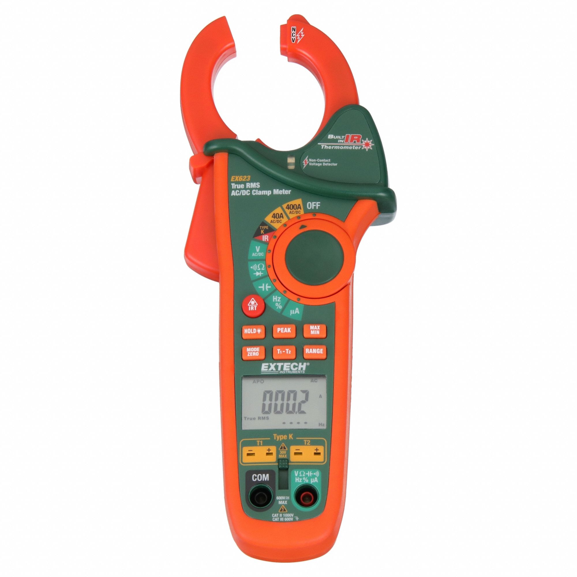 EXTECH, Clamp-Jaw Jaw, CAT III 600V, Digital Clamp Meter - 2HPF8|EX623 ...