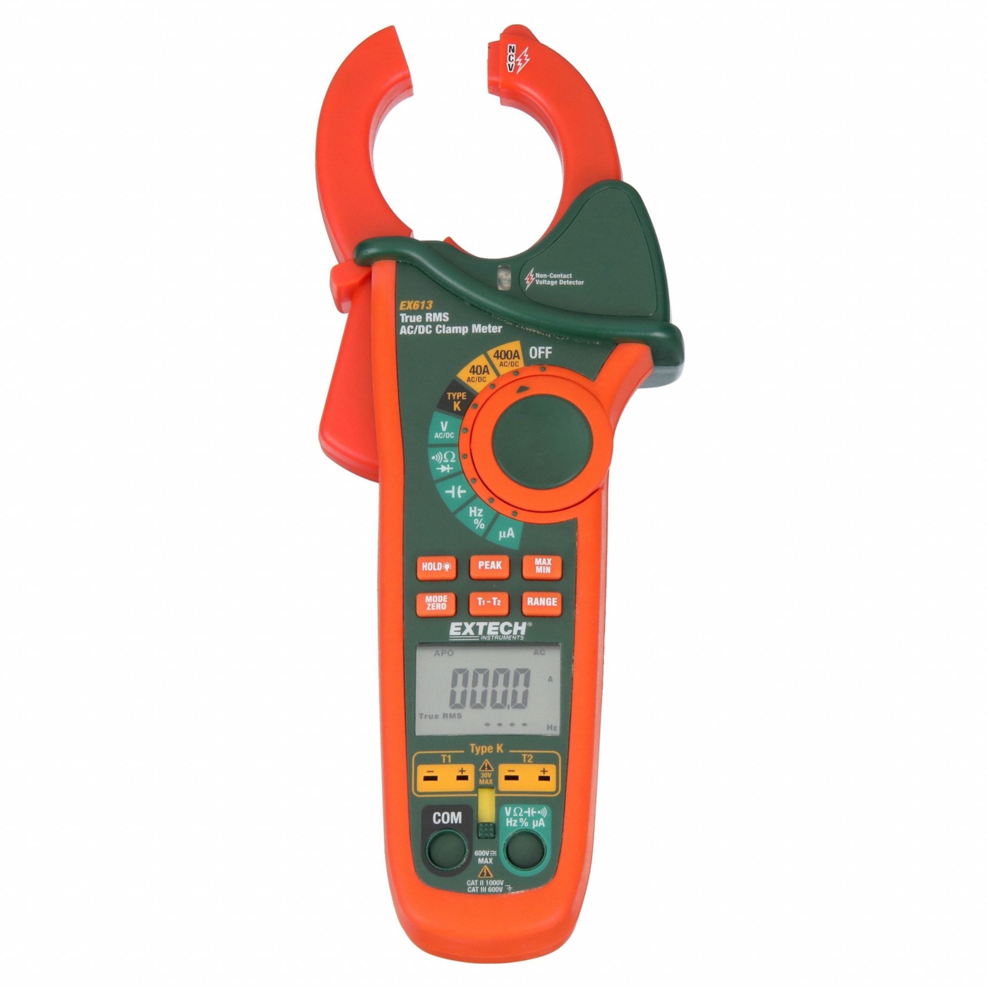 EXTECH, Clamp-Jaw Jaw, CAT III 600V, Digital Clamp Meter - 2HPG1|EX613 ...