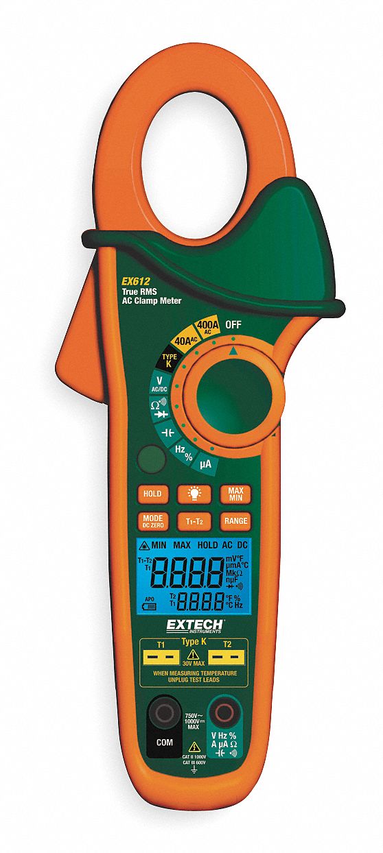 Clamp-on Multimeter, -58° to 1832°F Temp. Range, 1.3 in (33 mm) Jaw ...