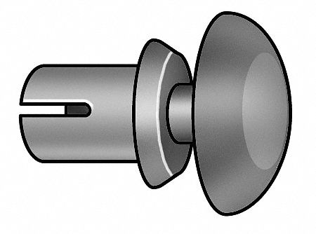 Snap Push In Rivet, Nylon Dia., 0.390 in L, 0.161 to 0.165 in, Black ...