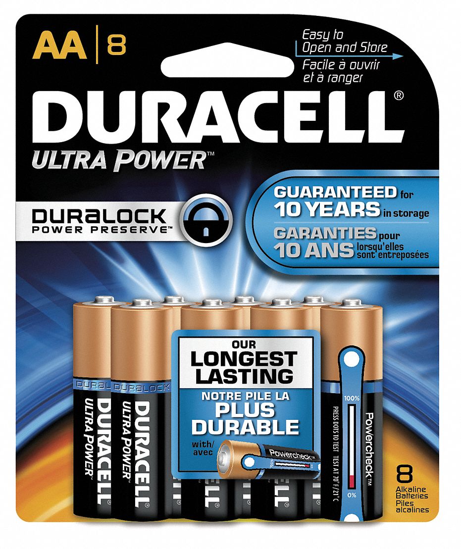 Standard Battery,AA,Alkaline,PK8 - Grainger