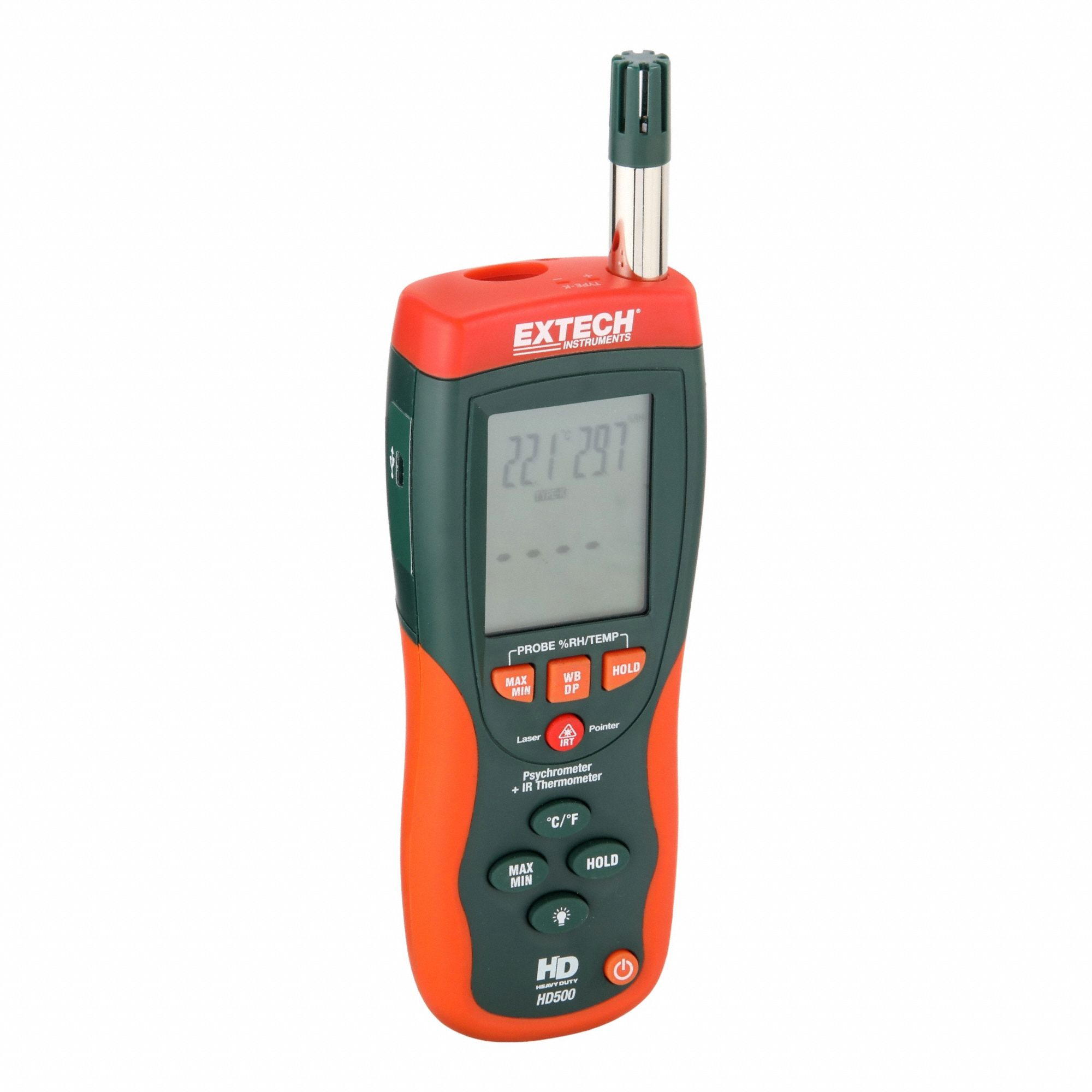 EXTECH, Onboard, 10 in x 2.9 in x 2 in, Psychrometer with Infrared ...