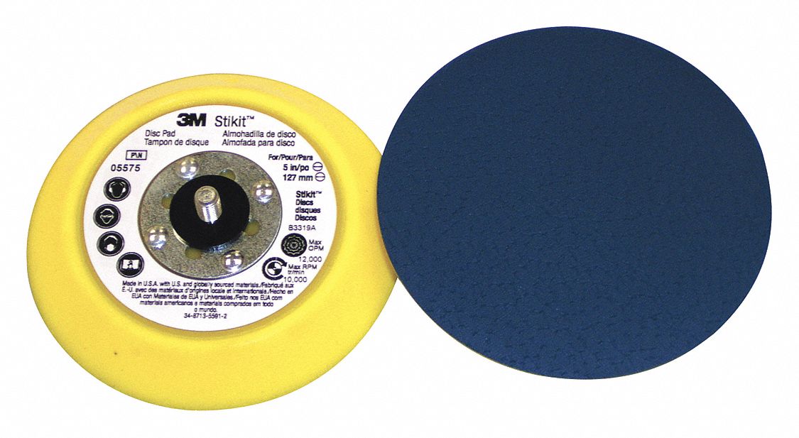 3M, 5 in Dia x 3/4 in T, 5/16"-24 Threaded-Shank, PSA Disc Backup Pad ...