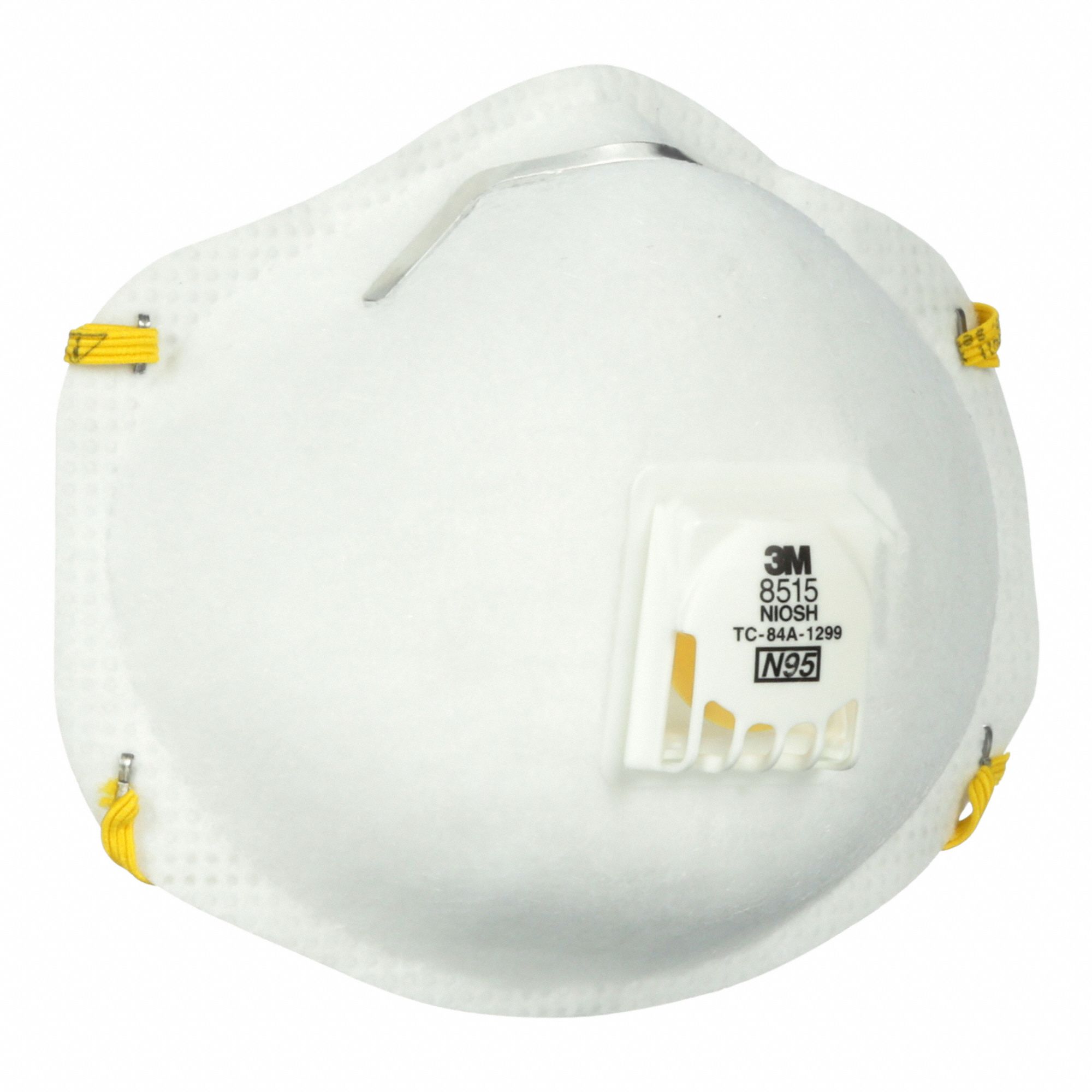 3M Disposable Respirator: Dual, Non-Adj, Metal Nose Clip, Std, White, M ...