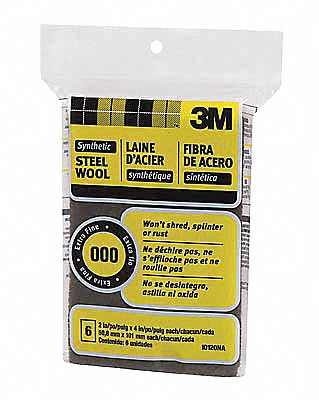 3M, 2 in W x 4 in L, # 000, Synthetic Steel Wool Pad - 2JDU1 ...