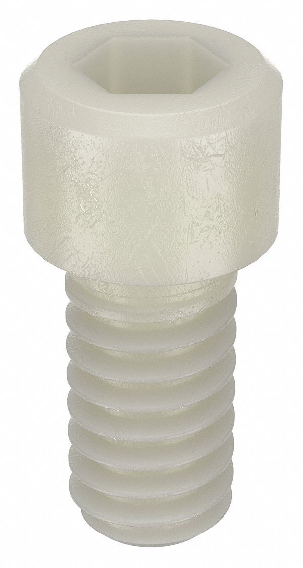 Cylindrical, Socket Head Cap Screw, 1/4"-20, Nylon, Not Graded, Plain ...