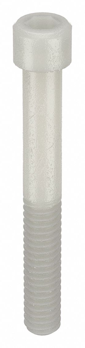 Cylindrical, Socket Head Cap Screw, 1/4"-20, Nylon, Not Graded, Plain ...