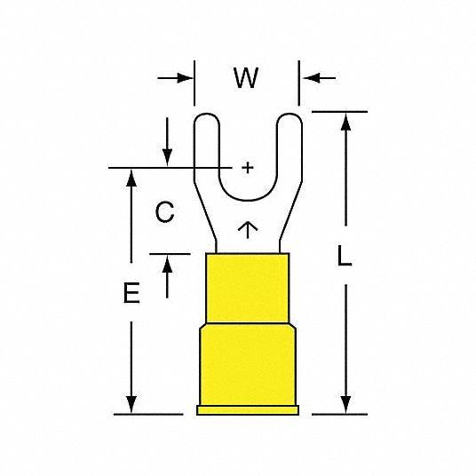 3M, Yellow, #10 Stud Size, Fork Terminal - 2JJW2|MV10-10FK - Grainger