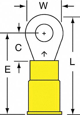3M, Nylon, Yellow, Ring Terminal - 2JLZ2|MNG10-8RK - Grainger