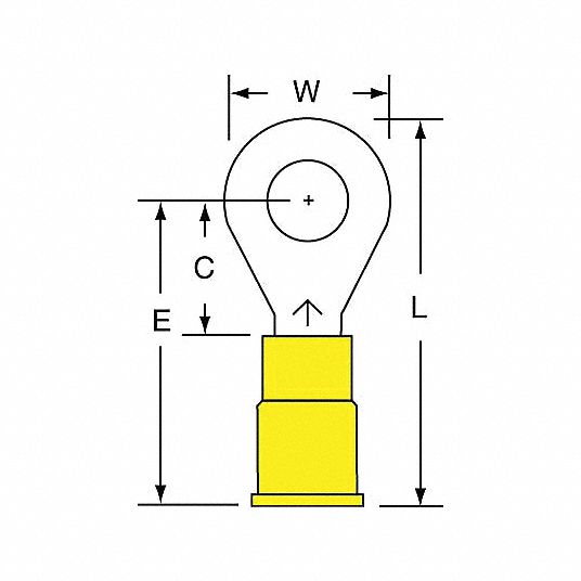 3M, Yellow, 1/4 in Stud Size, Ring Terminal - 2JLE3|MV10-14R/SK - Grainger