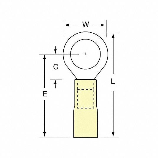 3M, Yellow, 3/8 in Stud Size, Ring Terminal - 2JLK1|MH10-38RK - Grainger