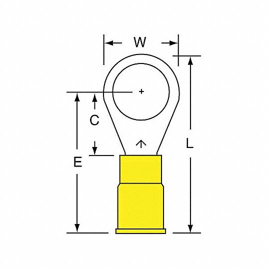 3M, Yellow, 3/8 in Stud Size, Ring Terminal - 2JLV3|MVU10-38R/SK - Grainger