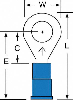 3M, Blue, 1/4 in Stud Size, Ring Terminal - 2JMA1|MVU14-14R/SK - Grainger