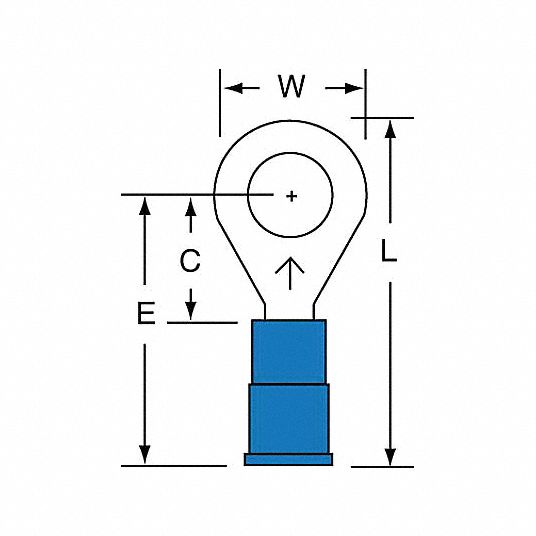 3M, Blue, 1/4 in Stud Size, Ring Terminal - 2JMA1|MVU14-14R/SK - Grainger