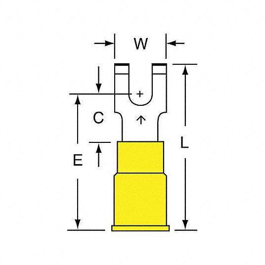 3M, Yellow, Nylon, Fork Terminals - 2JMF9|MNG10-8FFBK - Grainger