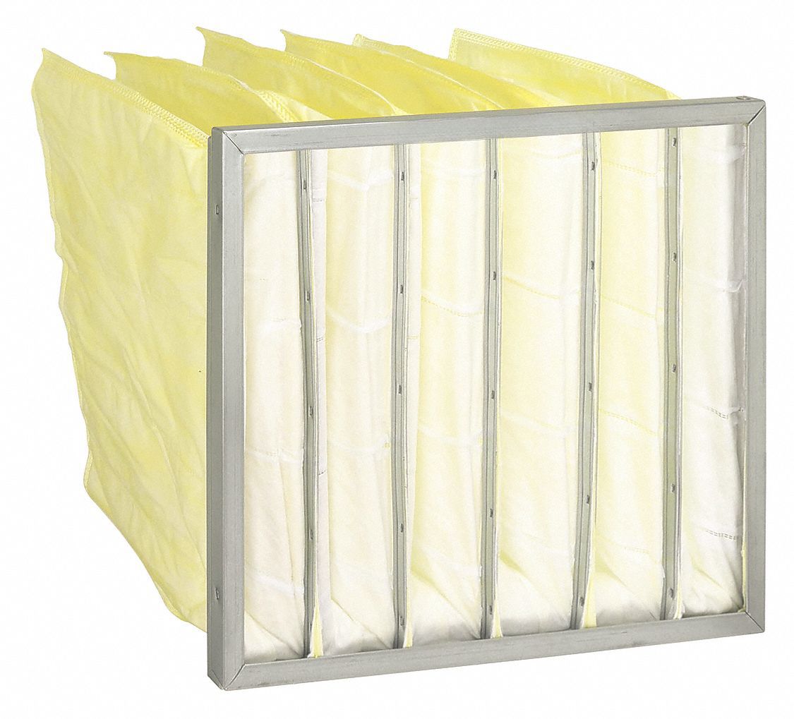 20x20x22 Nominal Filter Size, Yellow, Pocket Air Filter - 2JUY4|2JUY4 ...