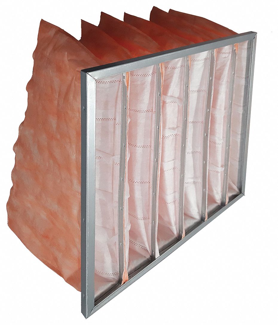 AIR HANDLER Pocket Air Filter, 24x24x18, MERV 11, Orange, Synthetic ...