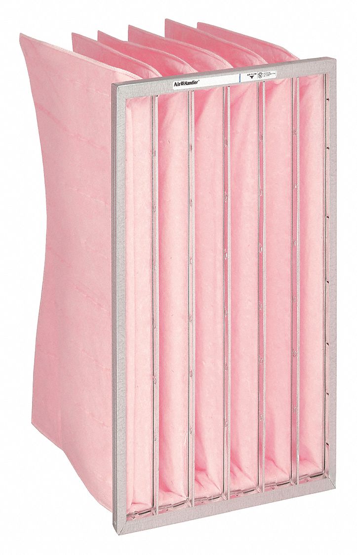 GRAINGER POCKET AIR FILTER, 24 X 12 X 15 IN, MERV 13, PINK, SYNTHETIC ...